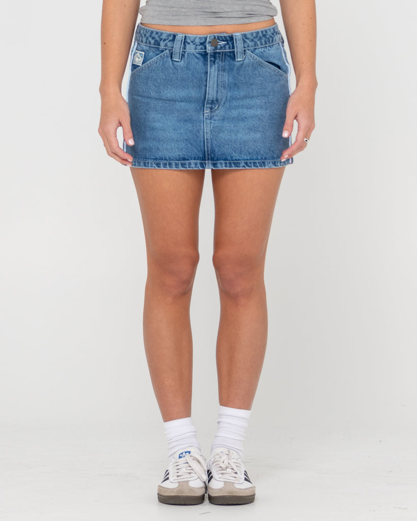 Flip Mommy Low Rise Mini Denim Skirt | Rusty USA